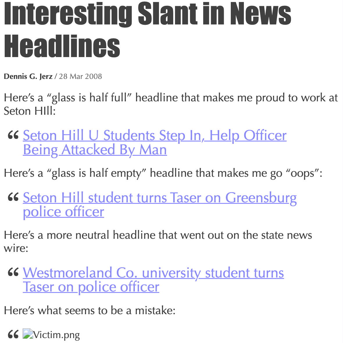 Interesting Slant in News Headlines - Jerz's Literacy Weblog (est. 1999)