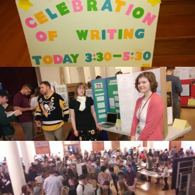 Freshman writing students present their research projects in a suitably ...