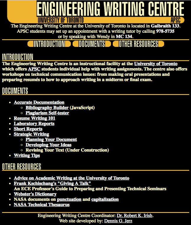 Revisiting a Website I Created in 1996: Engineering Writing Centre ...