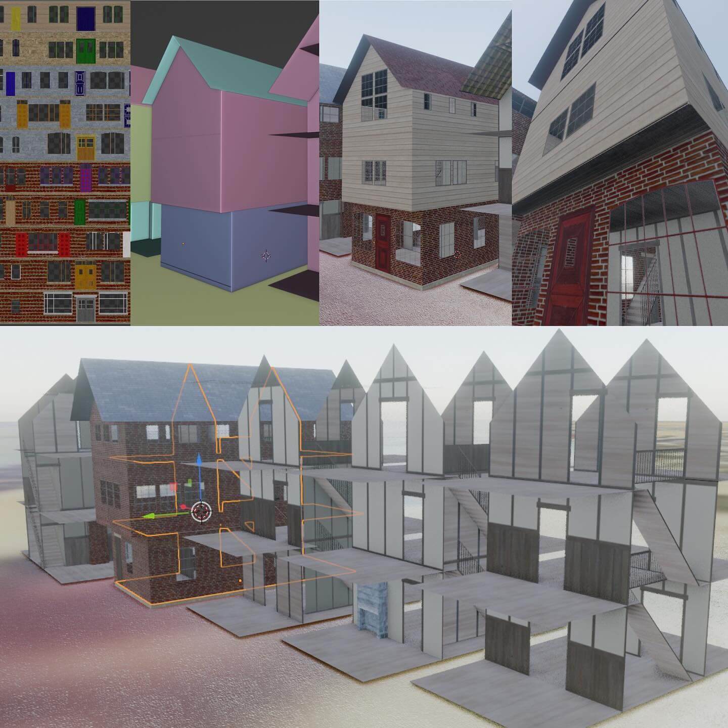 Modular low-poly medieval buildings. Ground-level storefronts have more ...