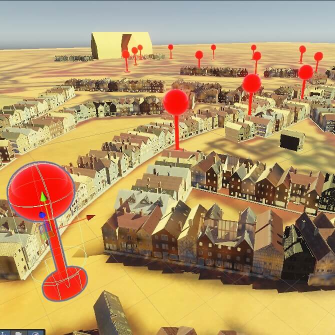 First steps towards reconstructing a 30-year-old simulation. Marking the locations of the ...